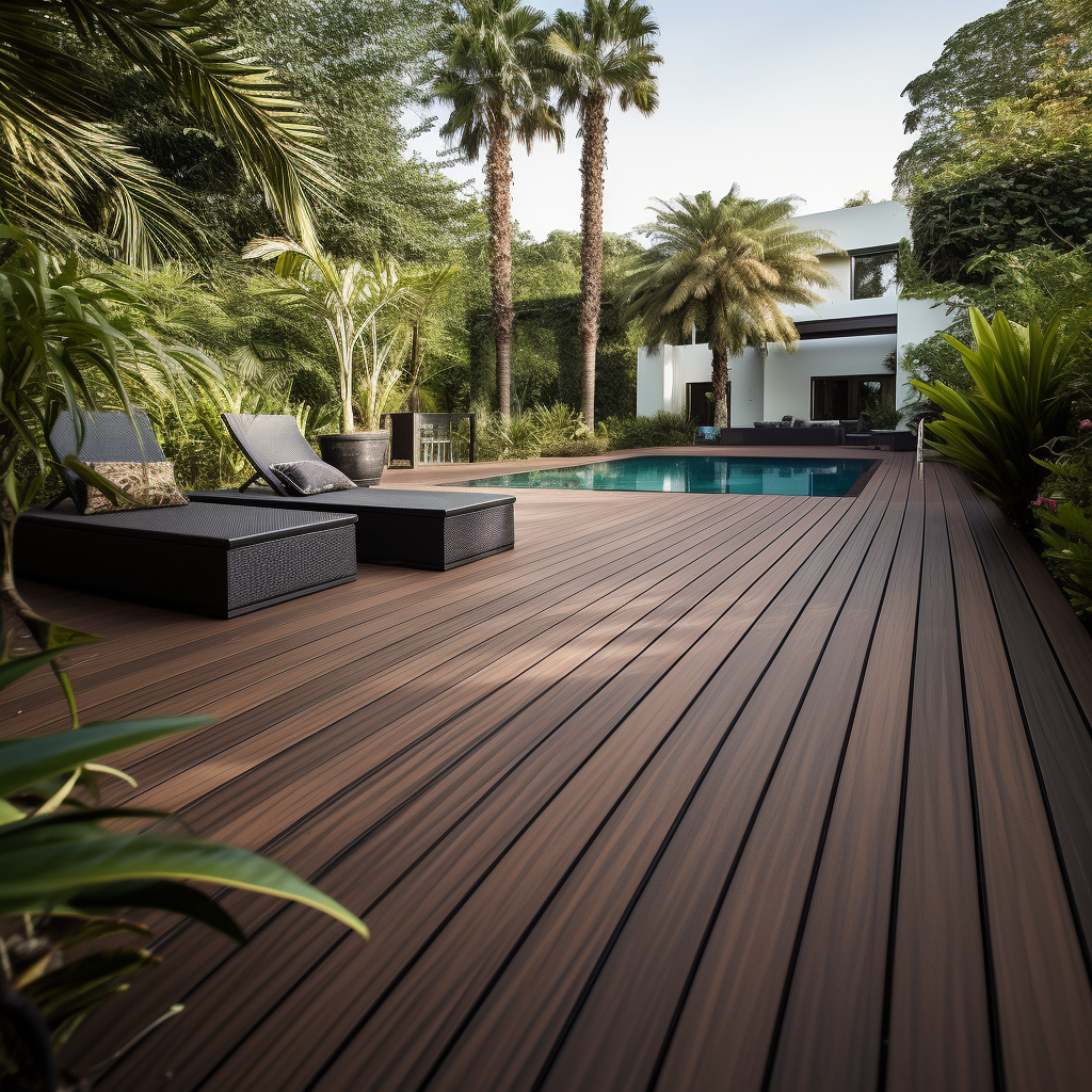 Balcony Wood Plastic Composite Outdoor Decking Pool Deck Flooring Swim ...